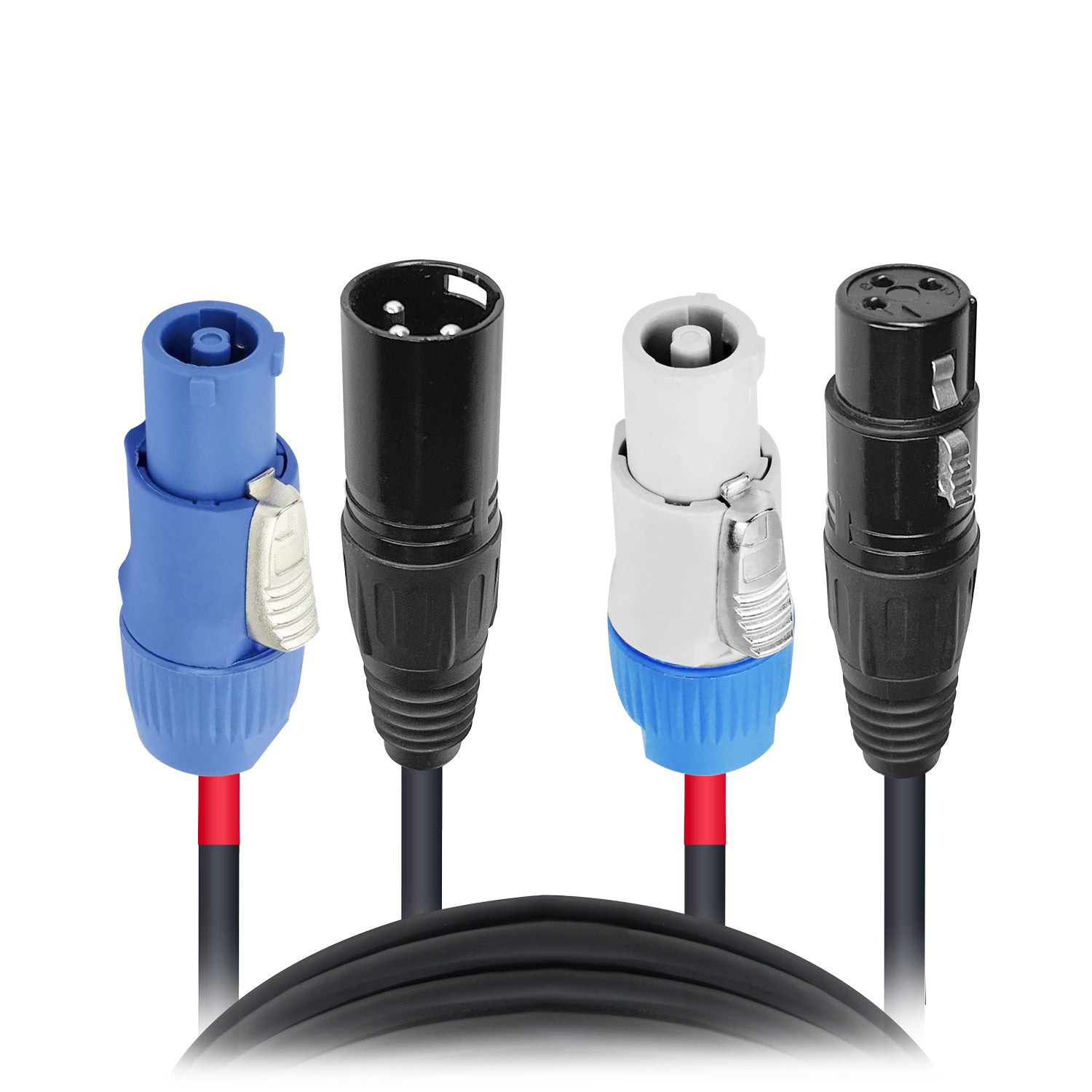 ProX 3' Ft Dual 14AWG PowerCon to Dual XLR Combo Link Jumper Cable ...